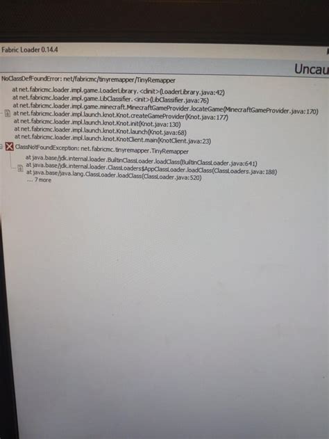 uncaught exception in thread main r fabricmc
