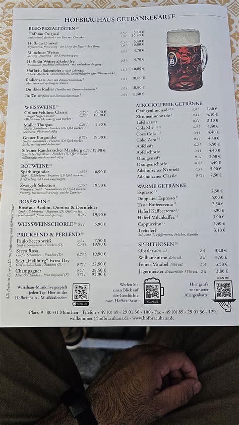 Speisekarte Von Hofbräuhaus Restaurant München Platzl 9