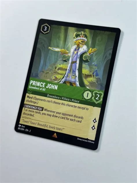 2023 Disney Lorcana Prince John Rare 89204 Non Foil Rise Of The
