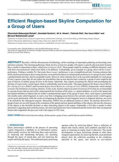 Pdf Efficient Region Based Skyline Computation For A Group Of Users