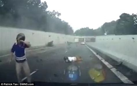 Motorcyclist And Pillion Passenger SURVIVE Head On Crash With MPH Mercedes Daily Mail Online