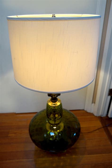 Monumental Empoli Glass And Brass Hollywood Regency Table Lamp For Sale