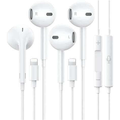 Lot De 2 Écouteurs Intra Auriculaires Filaires Certifiés Apple Mfi