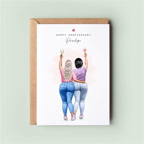 Personalised Lesbian Anniversary Card Curvy Girls Anniversary Card