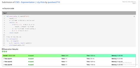 Cses Exponentiation Lũy Thừa Lqdoj Le Quy Don Online Judge