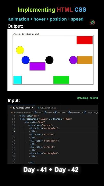 Day 41 Day 42 Challenge 🎯 Html And Css👨‍💻 Codingnolimit Shorts