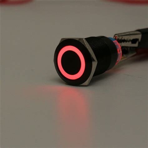 12v 19mm Self Locking Push Button Switch Ring Led Flat Head 5 Pins Waterproof Switch Sale