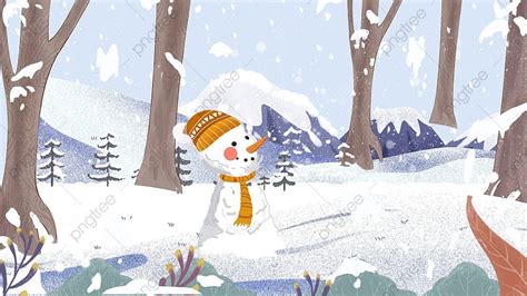 原創向量冬季插畫 素材 樹木 雪人插畫素材，桌布背景免費下載 免版稅