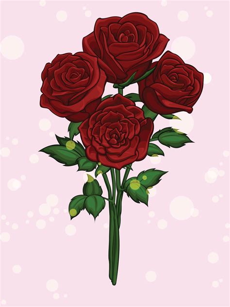 Ramo De Flores De Rosa Roja Flor De Dibujos Animados Illustration Eps