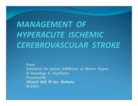 Thesis Section Management Of Hyperacute Ischemic Stroke Pdf