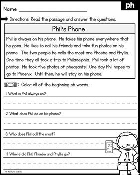 Reading Comprehension Passages Digraphs By Kaitlynn Albani TPT