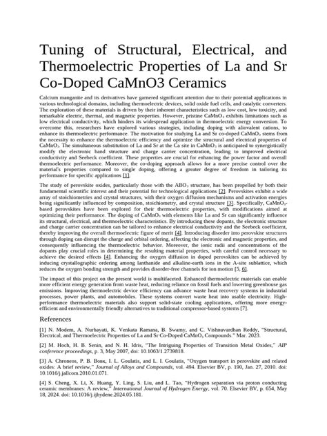 Tuningofstructuralelectricalandthermoelectricpropertiesoflaandsrcodopedcamno3