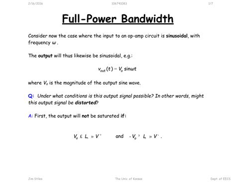 Full Power Bandwidth Of Operational Amplifier Circuit