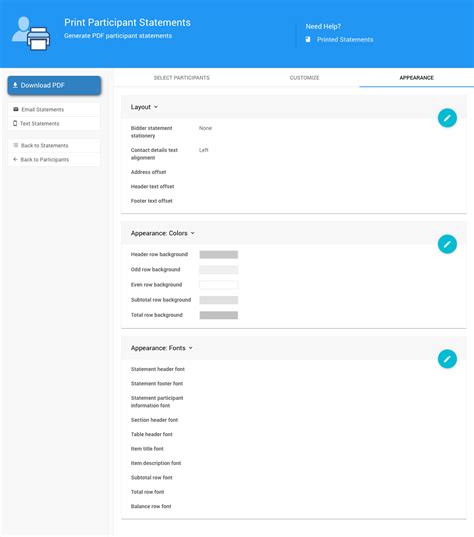 Printed Statements Auctria