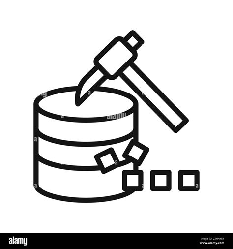 Data Mining Icon Black Line Art Vector In Black And White Outline Set Collection Sign Stock
