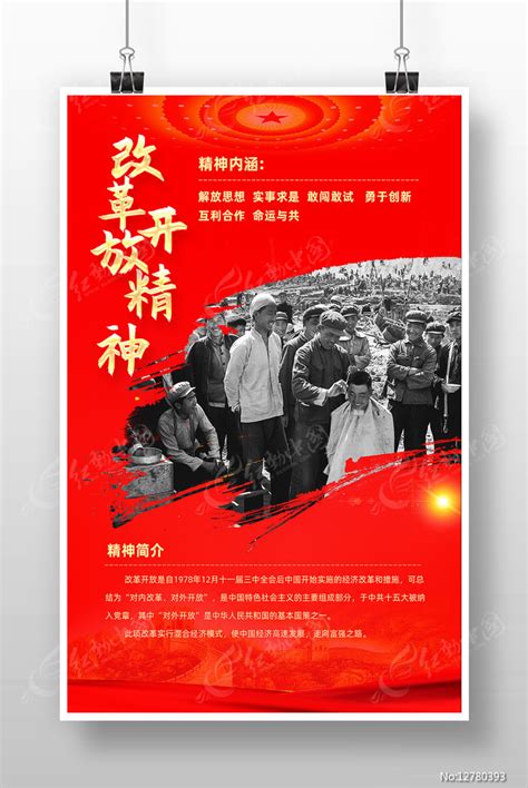 弘扬改革开放精神中国精神革命精神海报图片下载 红动中国