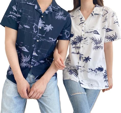 으니샵 2컬러6사이즈 시밀러하와이안셔츠 남여공용 빅사이즈 오버사이즈 시밀러룩 커플룩 커플반팔셔츠 비치반팔셔츠 야자수 팜트리 비치 휴가 여름휴가 여행 신혼부부 커플룩