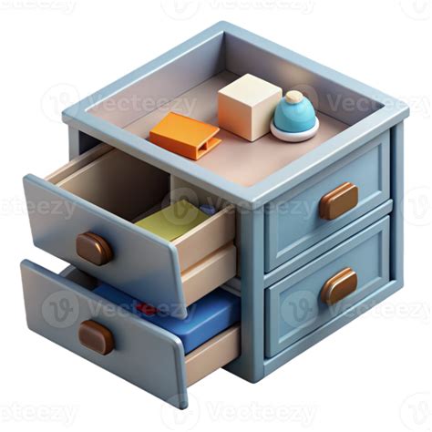 Extraordinary Classic Open Drawer With Organized Contents Isolated