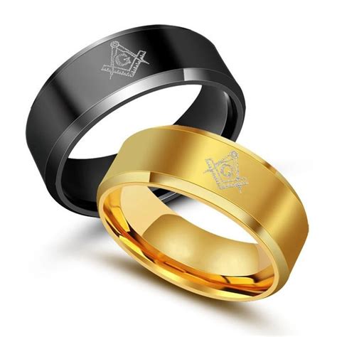 Titanium Steel Freemason Masonic Totem Ring Jewelry For Men And Women