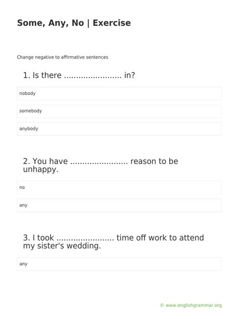 Some Any No Exercise Pdf