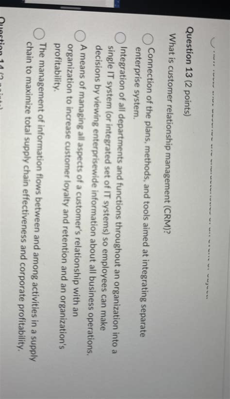 solved question 13 2 ﻿points what is customer relationship