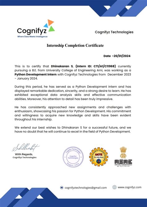 dhinakaran s on linkedin cognifyzinternship careerready cognifyztechnologies…