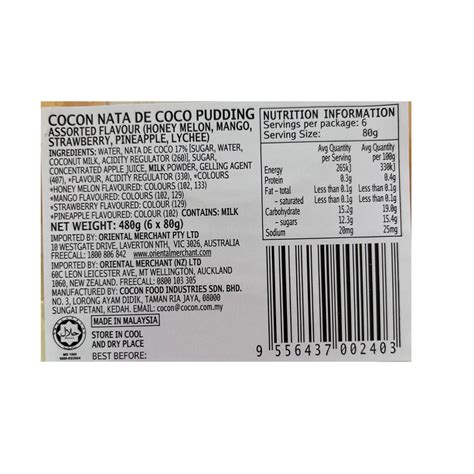 Cocon Nata Pudding Assorted 6pk 480g Asian Pantry Asian Grocery