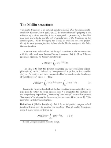 The Mellin Transform Pdf Fourier Transform Exponential Function