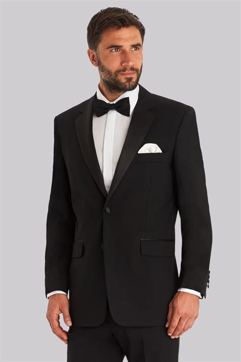 Moss Bros Regular Fit Black Notch Lapel Tuxedo Buy Online At Moss