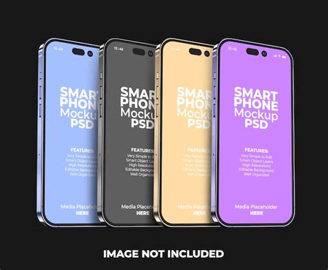 편집 가능한 배경이 있는 새로운 Iphone 14 Pro 3d 스마트폰 화면 모형 템플릿 프리미엄 Psd 파일