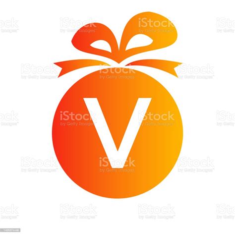 편지 V 선물 상자 로고 선물 상자 아이콘 축하 로고 요소 템플릿 개념에 대한 스톡 벡터 아트 및 기타 이미지 개념 공휴일 기념일 Istock