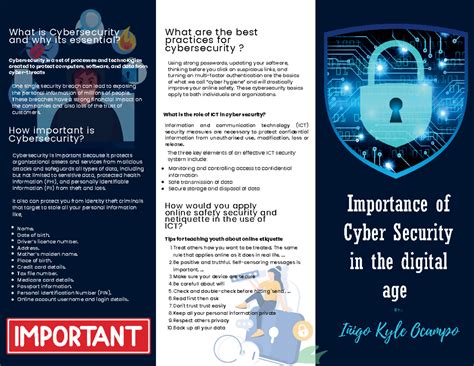 Pamphlet Cyber Security 1 Importance Of Cyber Security In The Digital