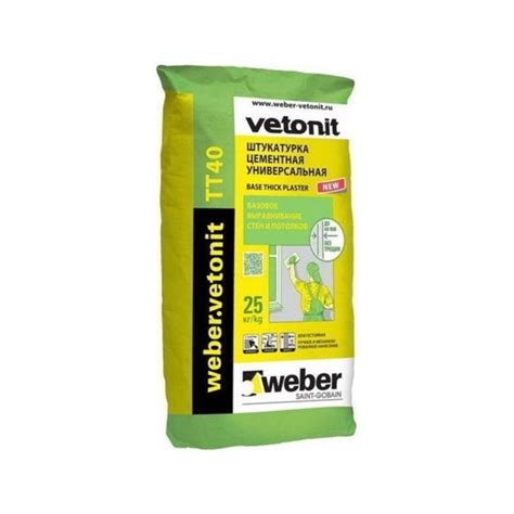 Штукатурка цементная Weber Vetonit ТТ40 фасадная 25 кг — купить в