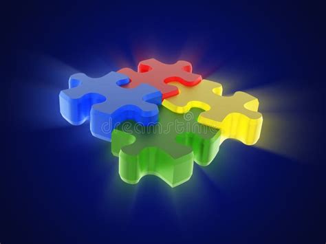 Mehrfarbiges Puzzlespiel Auf Blauem Hintergrund Stock Abbildung Illustration Von Abbildung