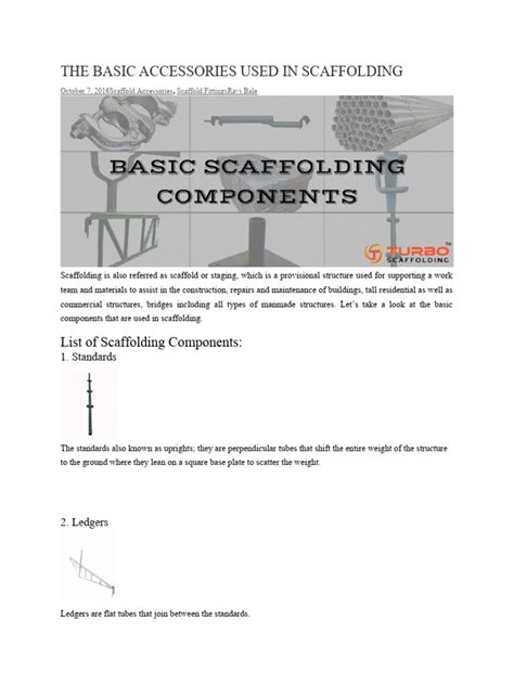 The Basic Accessories Used In Scaffolding Pdf Scaffolding Equipment