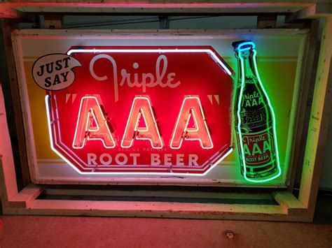 Triple Aaa Root Beer Tin Neon 33x57 At Kissimmee 2020 As M414 Mecum
