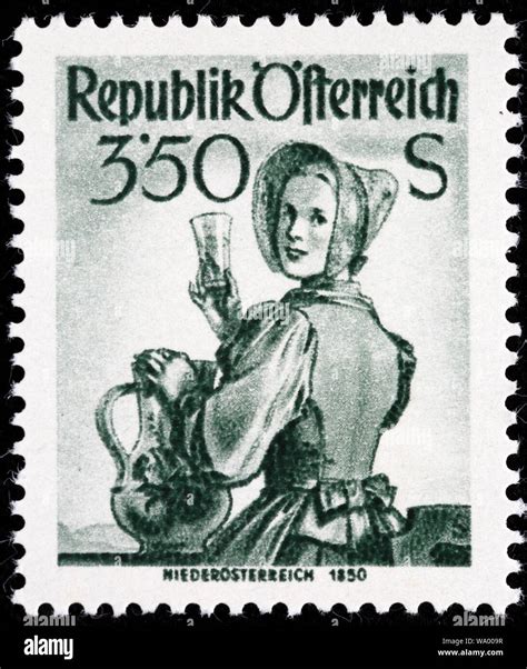 Woman In Traditional Costume Lower Austria Postage Stamp Austria