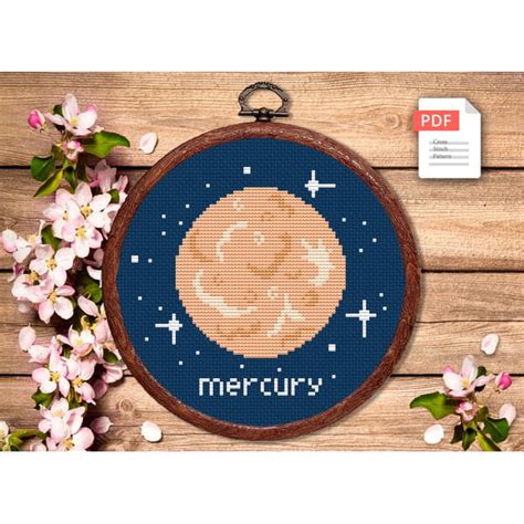 Mercury Cross Stitch Pattern Planets Cross Stitch Pattern Inspire
