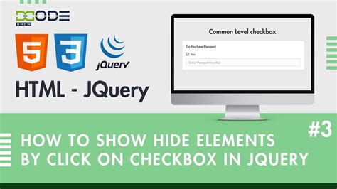 How To Show Hide Elements By Click On Checkbox In Jquery Jquery Checkbox Show Hide Youtube