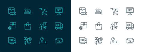 라인 구매 버튼 달러 기호 세금 골판지 상자 구매자 종이 쇼핑백 쇼핑 카트 달러와 아이콘이 있는 품목 가격표를 설정합니다 벡터 가격에 대한 스톡 벡터 아트 및 기타 이미지