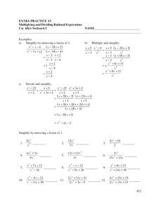 Multiplying And Dividing Rational Expressions Worksheet For Th Worksheets Library