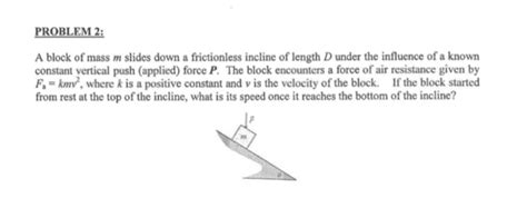 Solved PROBLEM A Block Of Mass M Slides Down A Chegg Com