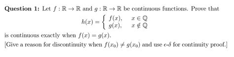 Solved Question 1 Let Fr→r And Gr→r Be Continuous