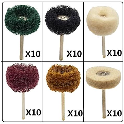 60 Pcs Multi Style Mini Abrasive Wheel Buffing Polishing Set Dremel