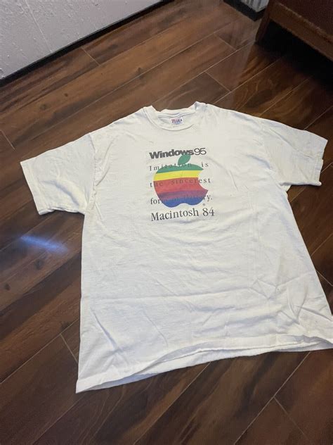 VTG 90s Apple Macintosh Mac 84 Windows 95 SS T Shirt Gem