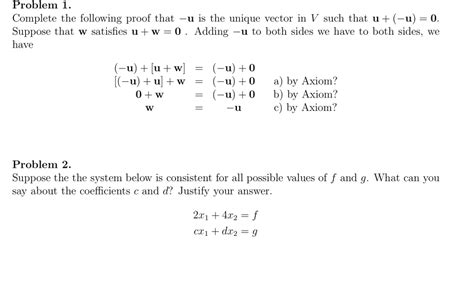 solved problem 1 complete the following proof that u is