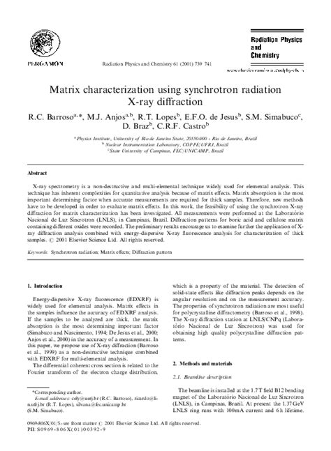 Pdf Matrix Characterization Using Synchrotron Radiation X Ray Diffraction