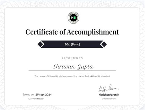 Sql Hackerrank Dataanalysis Continuouslearning Certification