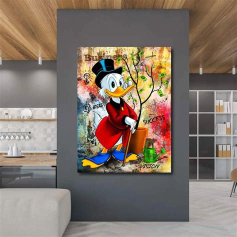 Dagobert Duck Geldbaum Pop Art Motivation Leinwandbild
