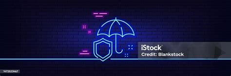 우산 선 아이콘입니다 비 방어 표지판 네온 라이트 글로우 효과 벡터 3차원 형태에 대한 스톡 벡터 아트 및 기타 이미지 3차원 형태 개념 개념과 주제 Istock